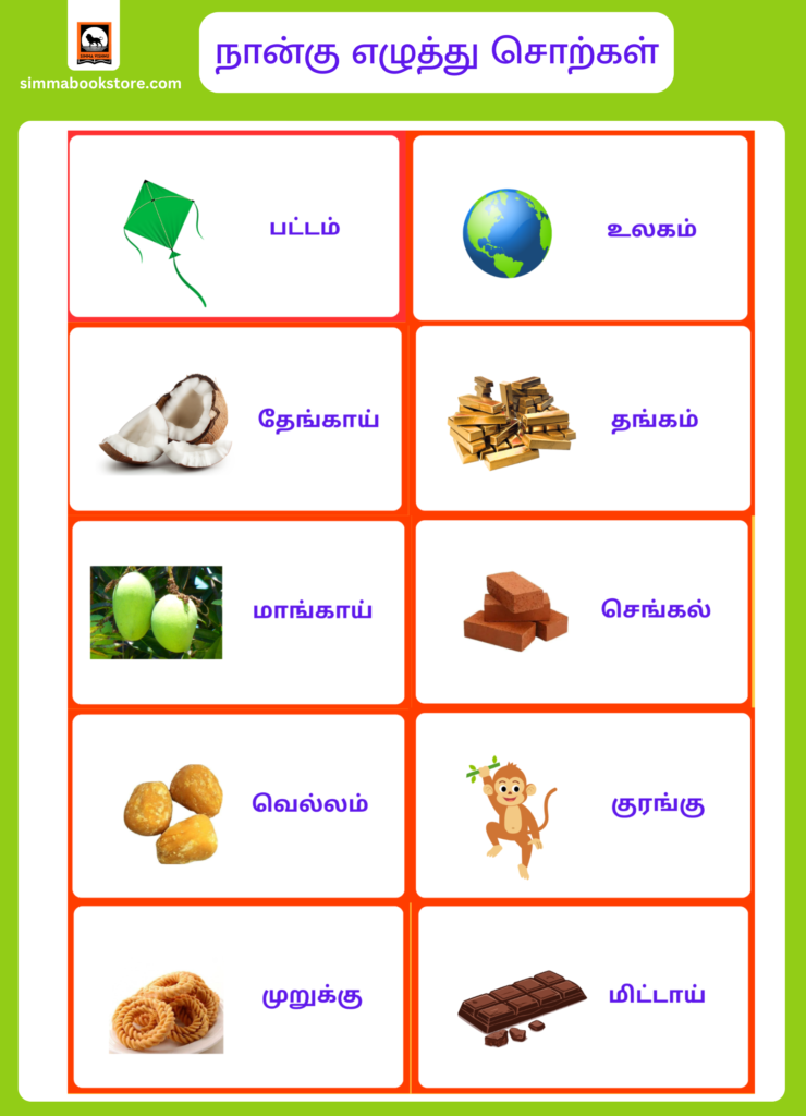 Four Letter Words in Tamil | நான்கு எழுத்து சொற்கள்