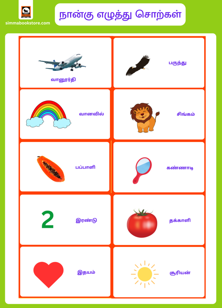 Four Letter Words in Tamil | நான்கு எழுத்து சொற்கள்
