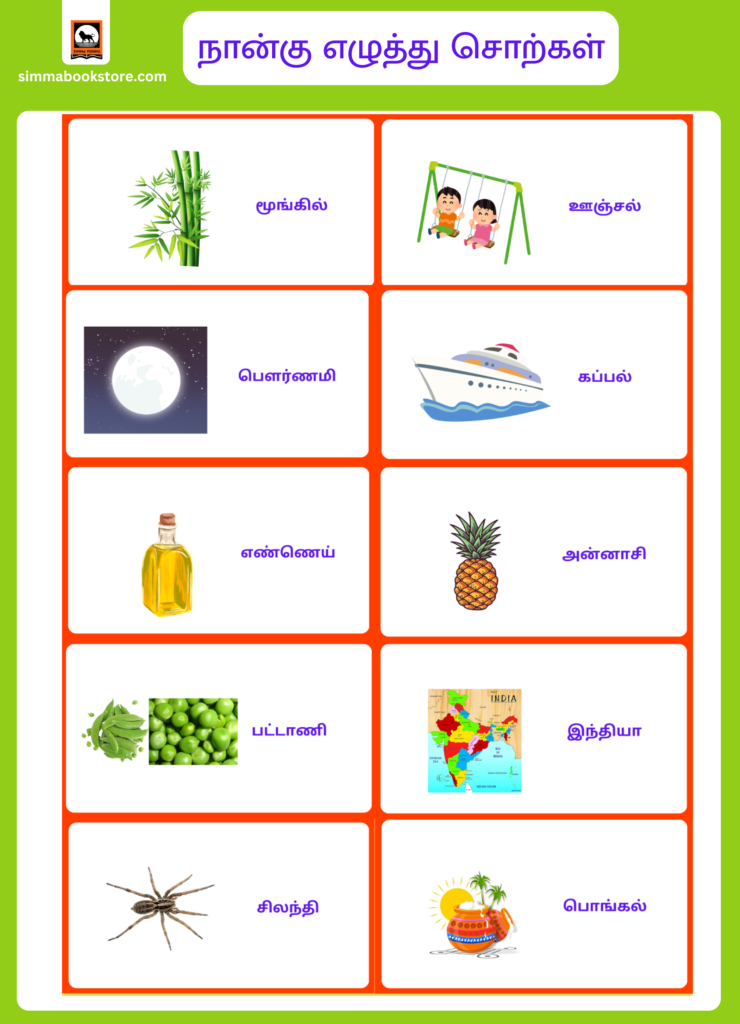 Four Letter Words in Tamil | நான்கு எழுத்து சொற்கள்